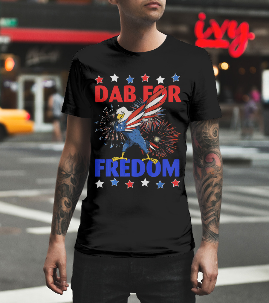 Dab For Freedom Patriotic Dabbing Eagle Firework Extravaganza T-Shirt