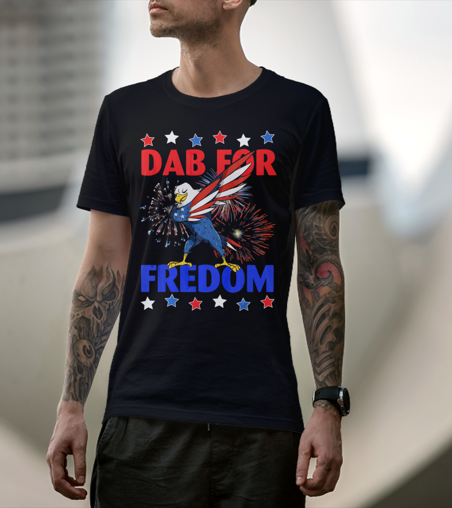 Dab For Freedom Patriotic Dabbing Eagle Firework Extravaganza T-Shirt