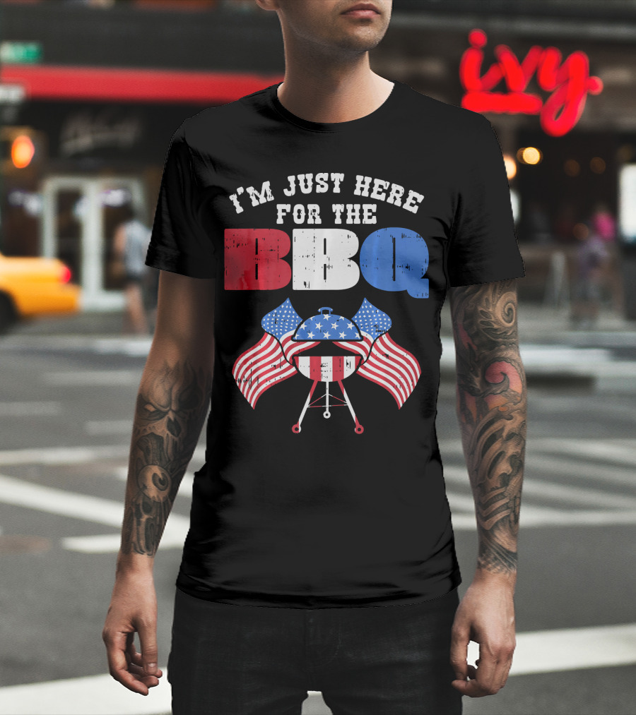 I’m Just Here For The BBQ American Flag Grill Fun T-Shirt