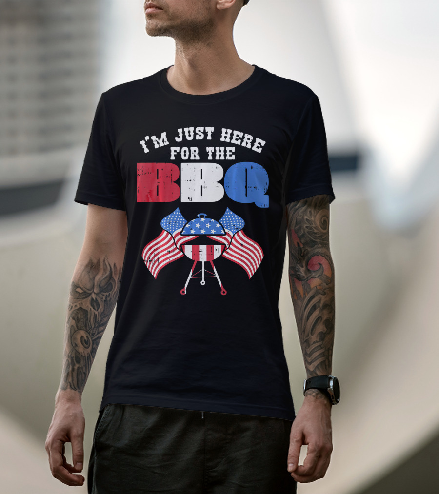 I’m Just Here For The BBQ American Flag Grill Fun T-Shirt