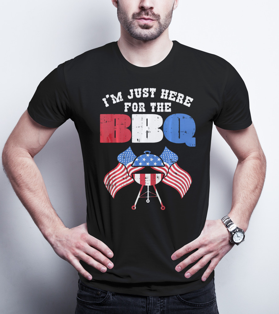I’m Just Here For The BBQ American Flag Grill Fun T-Shirt