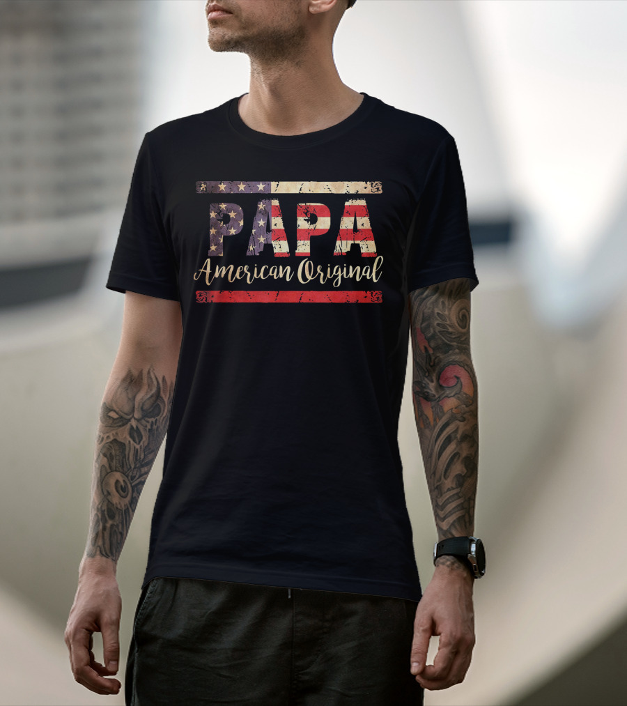 Papa American Original Vintage Flag Mens T-Shirt