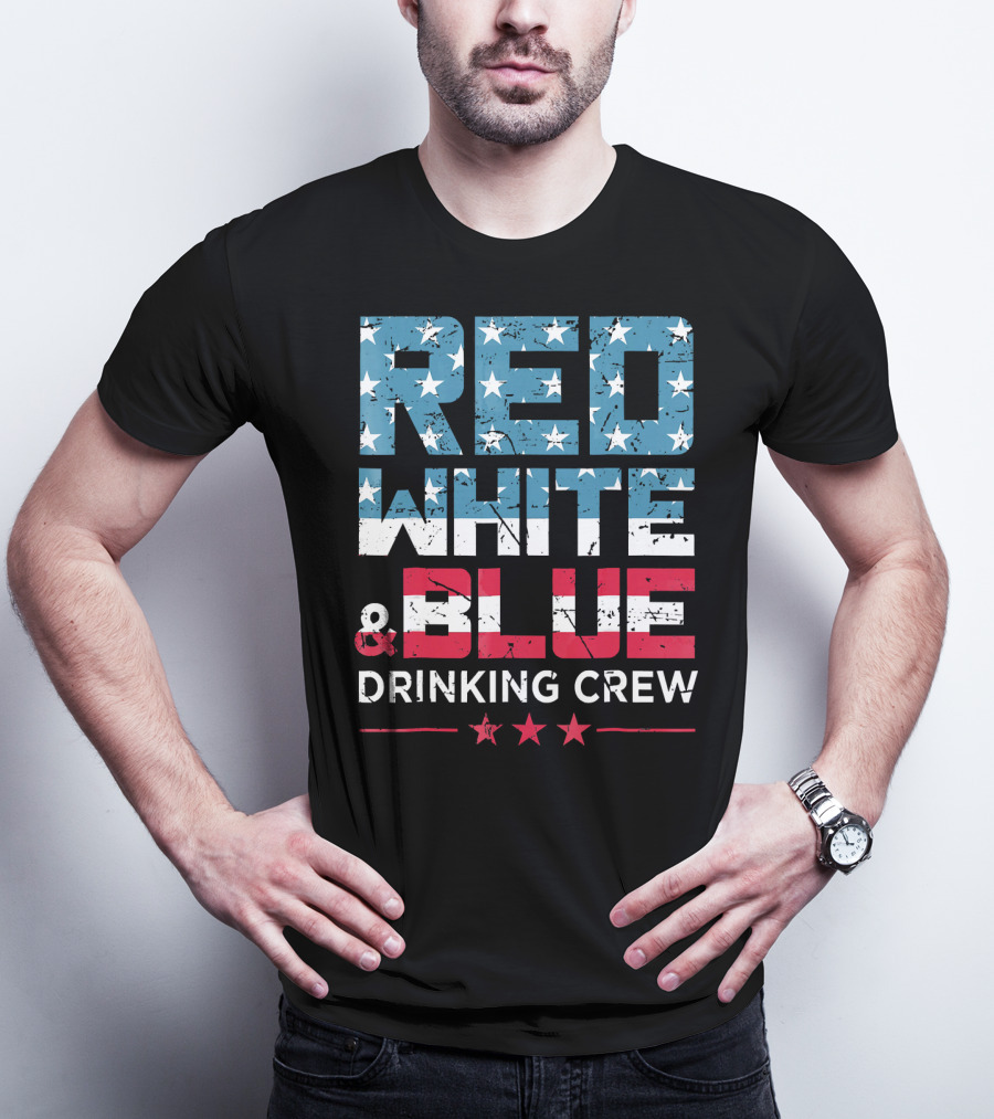 RED WHITE And BLUE DRINKING CREW T-Shirt