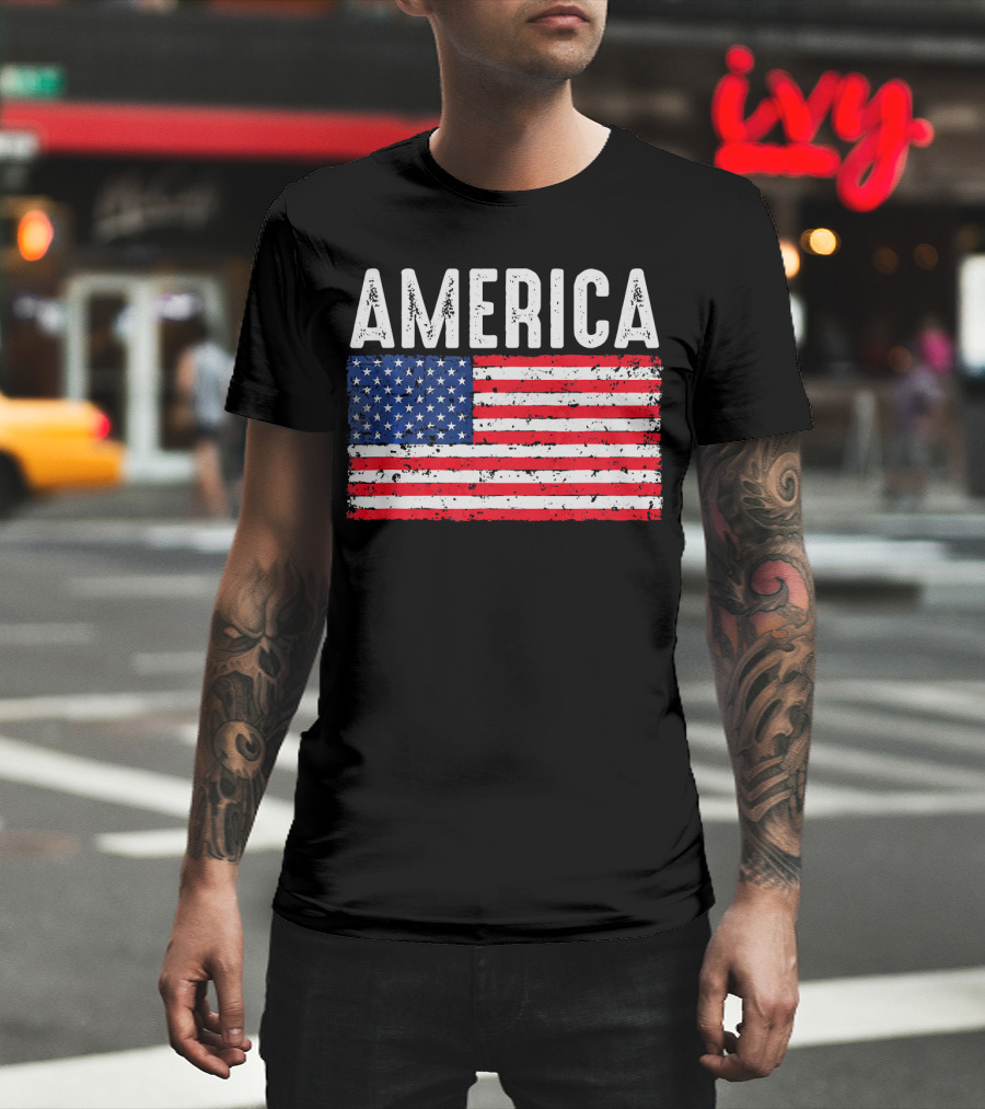 America Flag USA Patriotic Fourth Of July T-Shirt