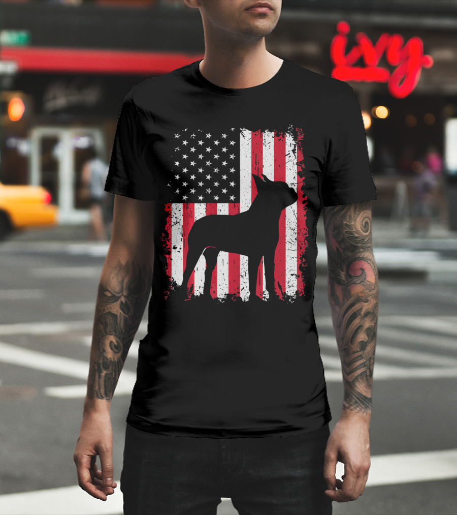 Boston Terrier American Flag Independence Day T-Shirt