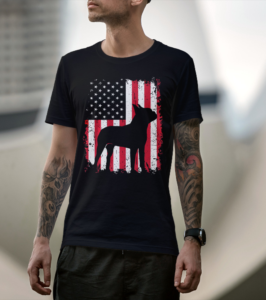 Boston Terrier American Flag Independence Day T-Shirt