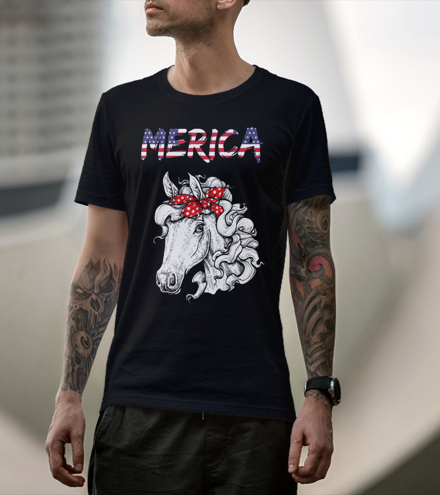 Merica Horse Bandana Independence Day T-Shirt