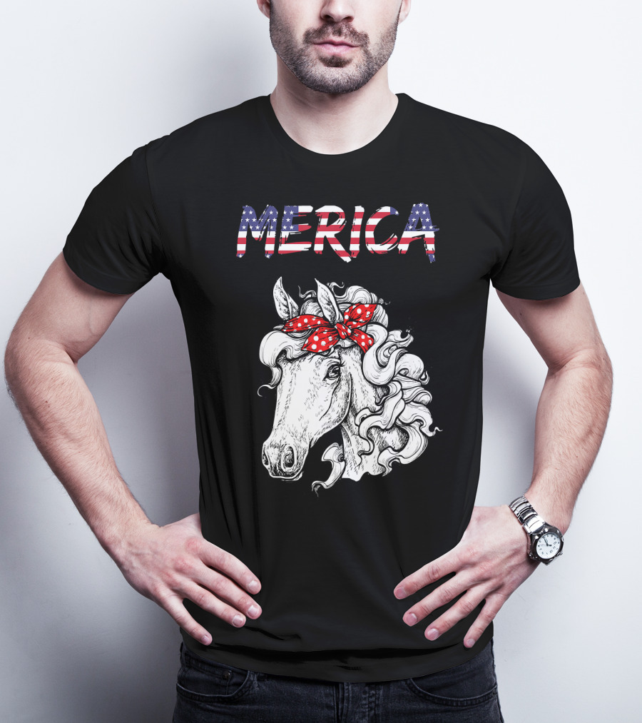 Merica Horse Bandana Independence Day T-Shirt