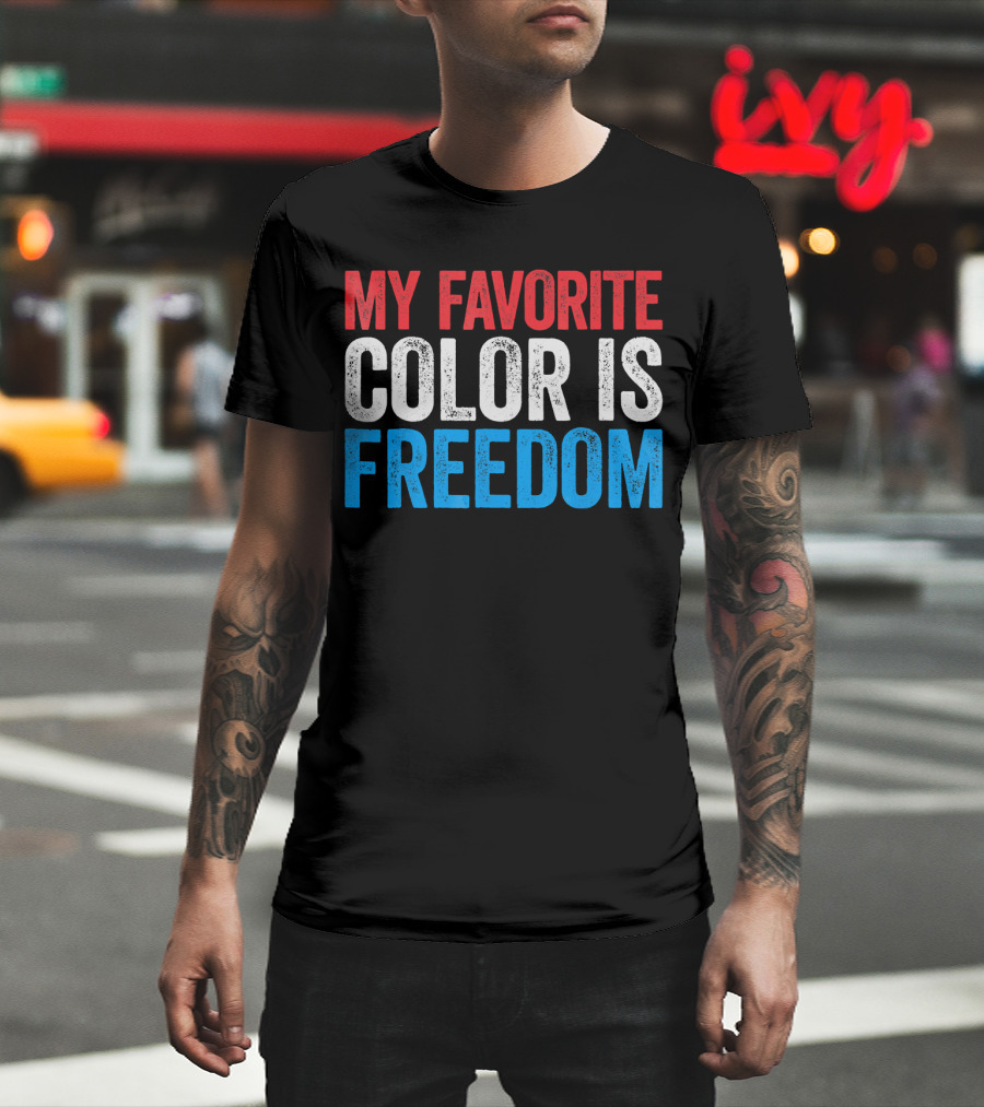 My Favorite Color Is Freedom Pixelated Patriotic T-Shirt
