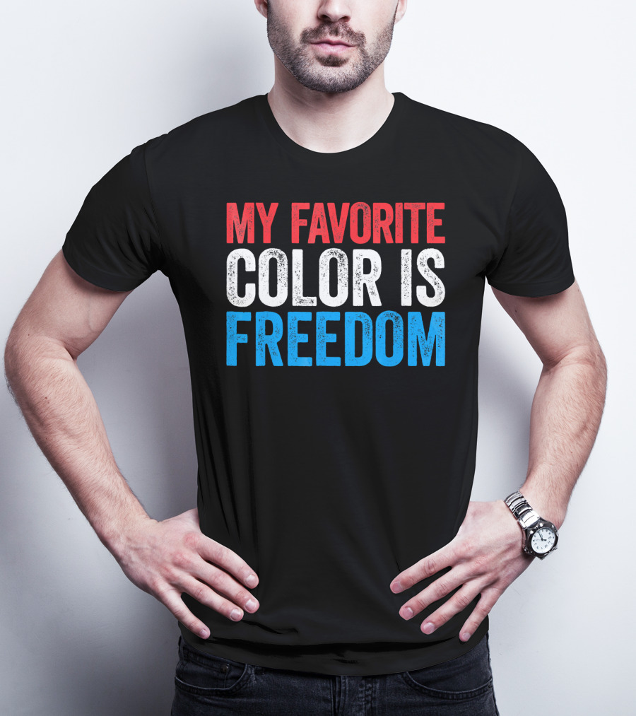 My Favorite Color Is Freedom Pixelated Patriotic T-Shirt