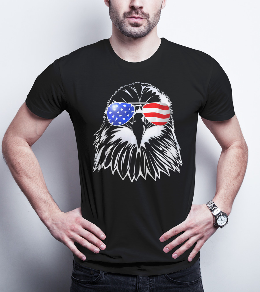 American Flag Eagle With USA Sunglasses T-Shirt