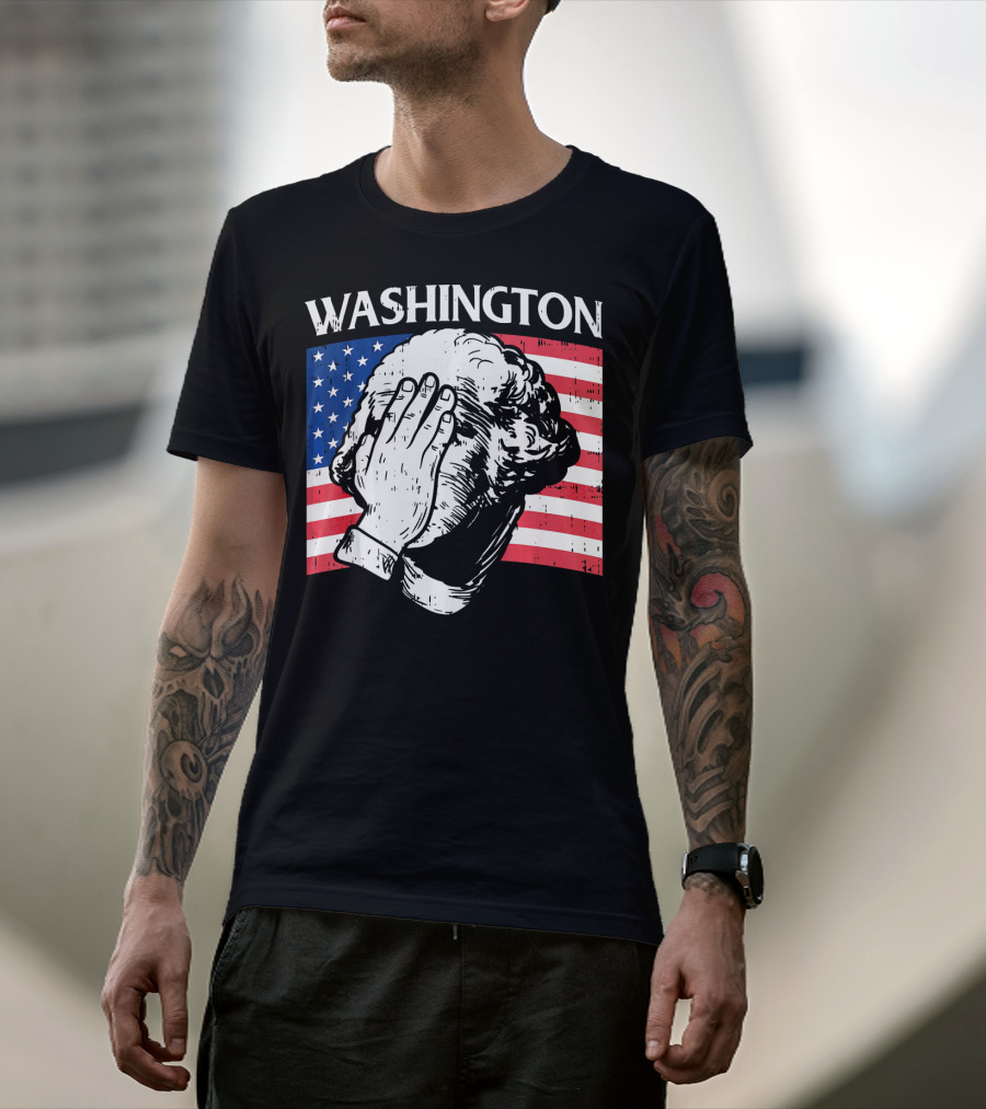 Washington Facepalm American Flag Background T-Shirt