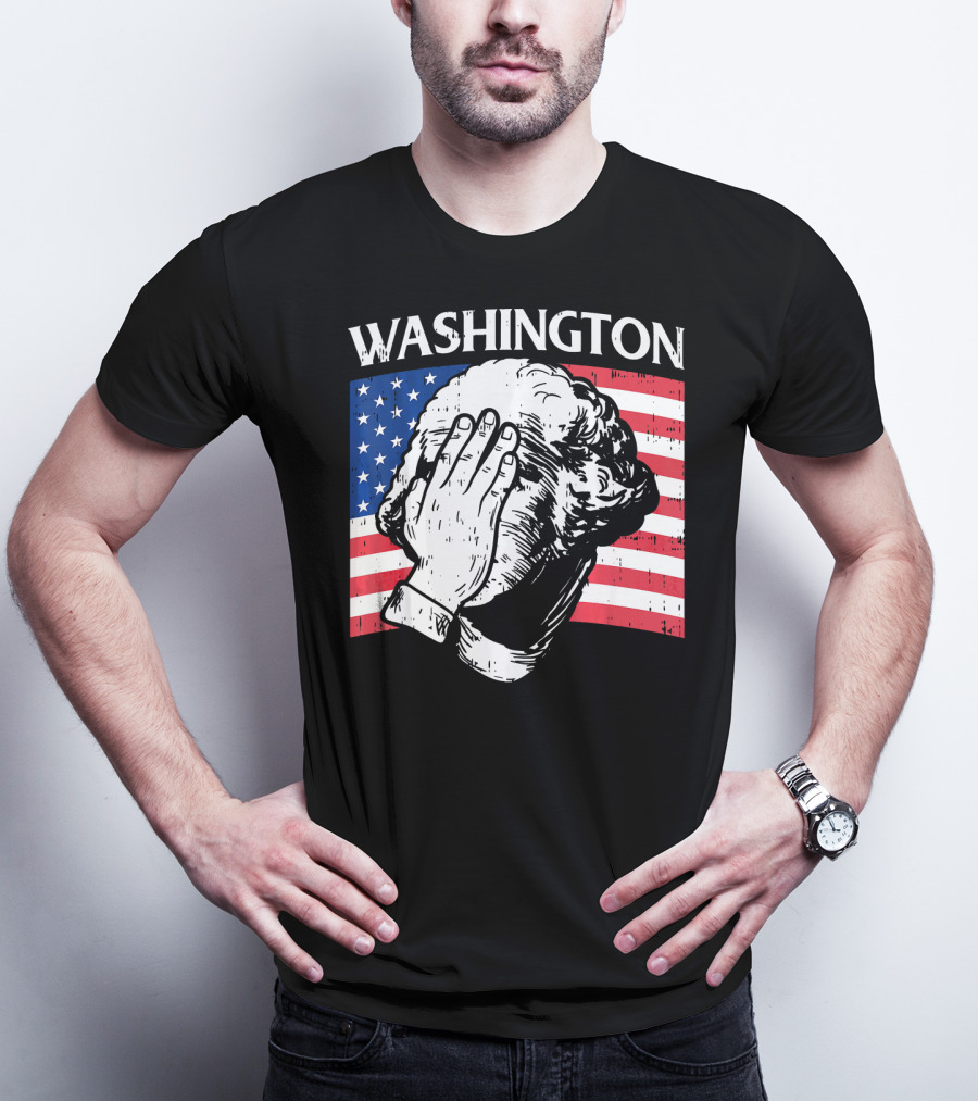 Washington Facepalm American Flag Background T-Shirt