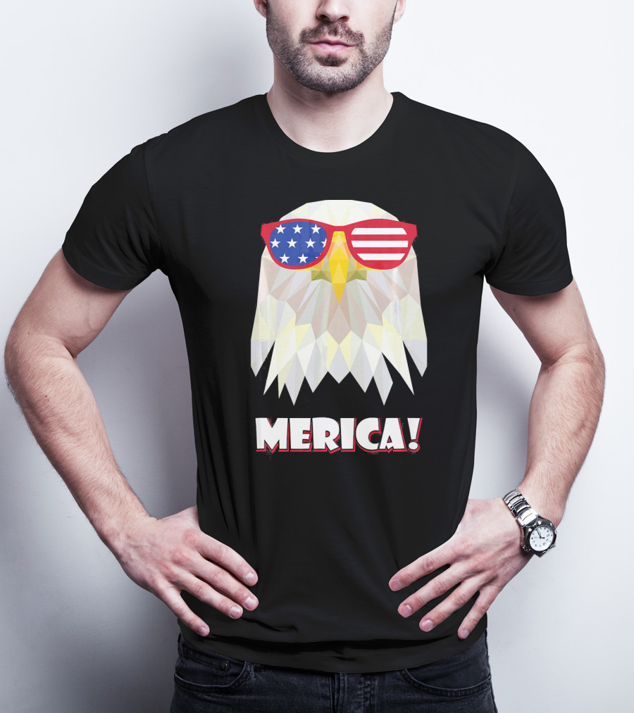 Merica Eagle With American Flag Sunglasses T-Shirt