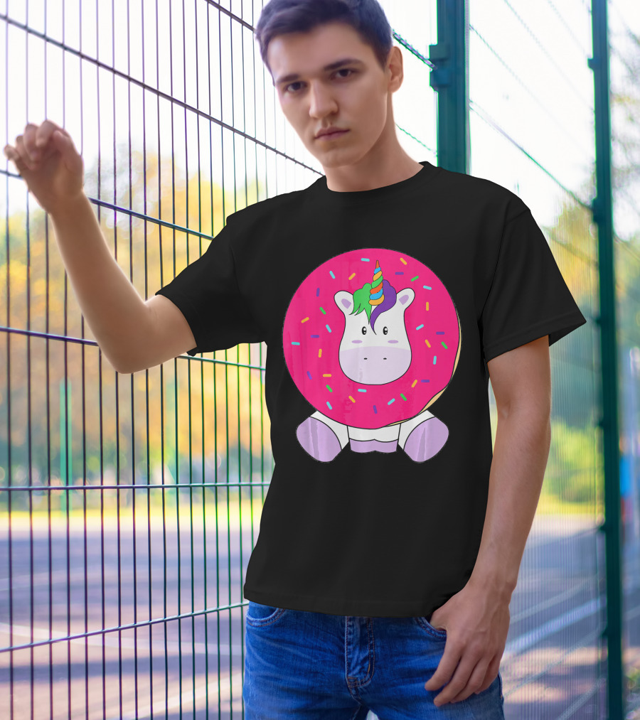 Kawaii Unicorn Donut With Sprinkles Cute Girly T-Shirt