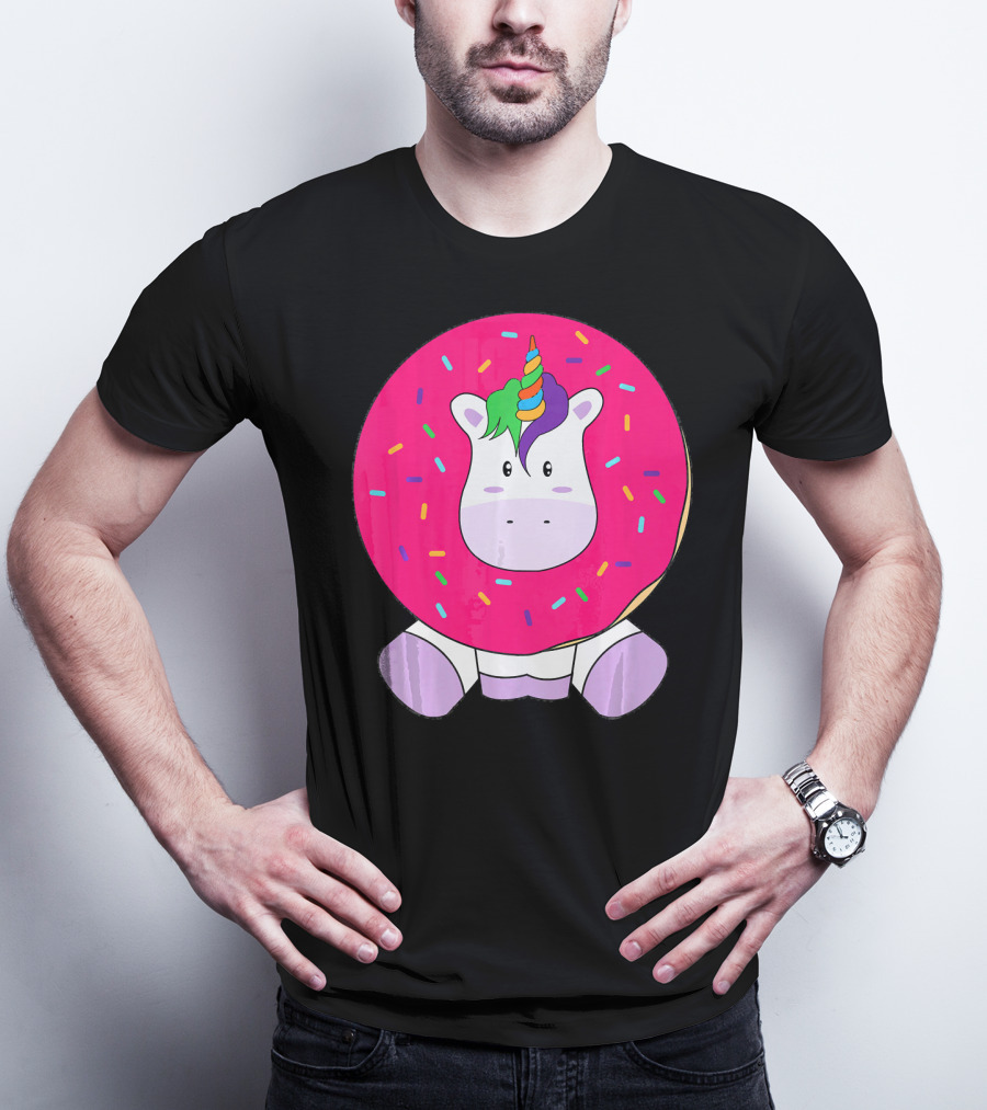 Kawaii Unicorn Donut With Sprinkles Cute Girly T-Shirt