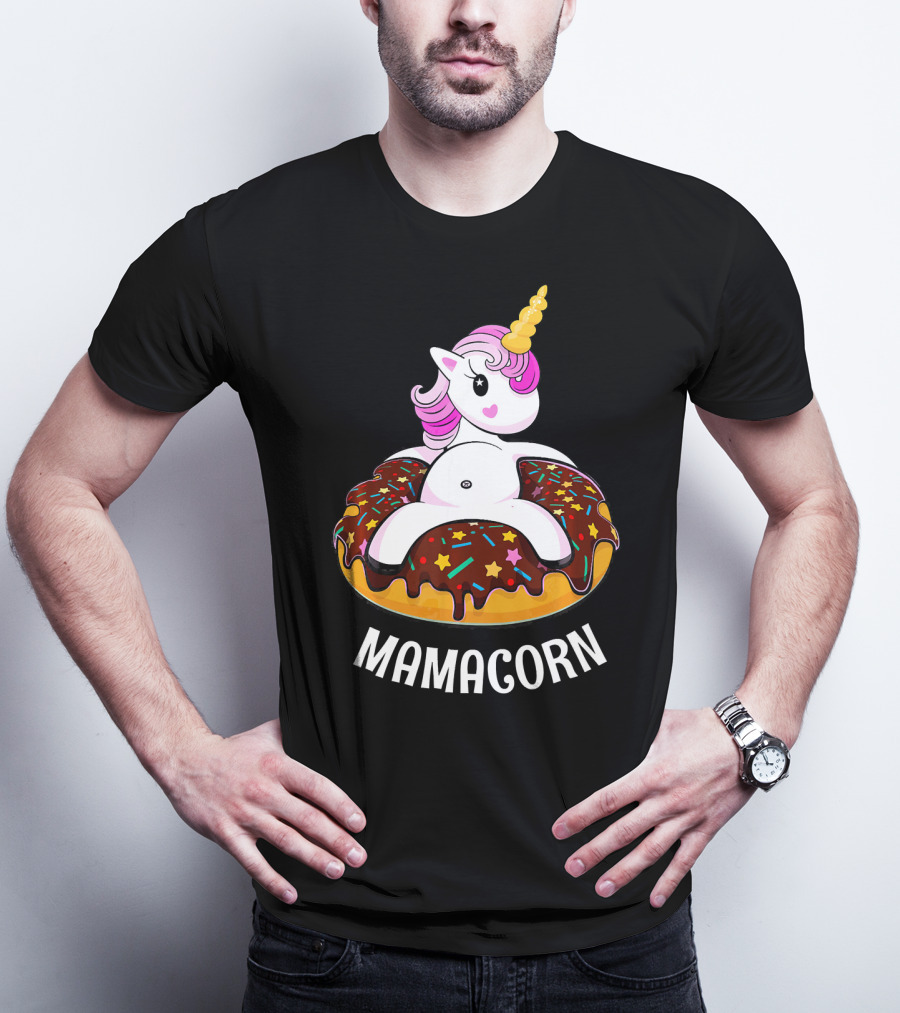 Mamacorn Unicorn Donut With Sprinkles And Stars T-Shirt