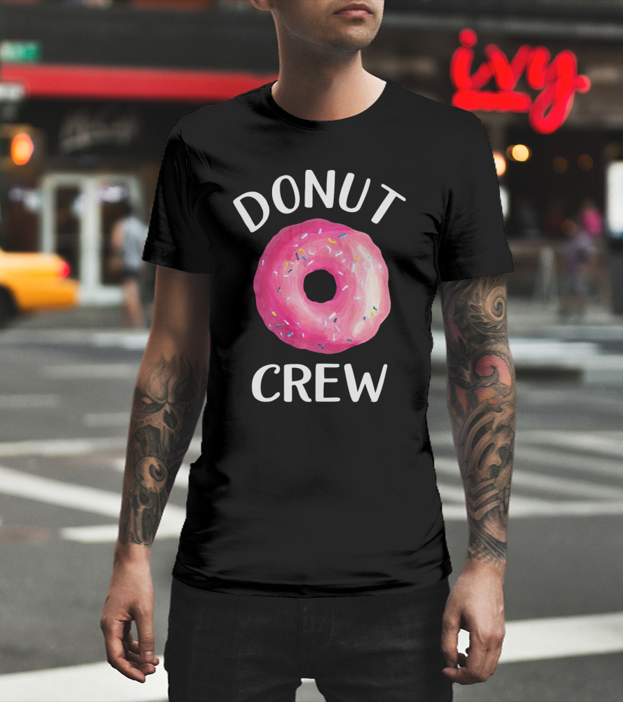 Donut Crew Pink Sprinkled Doughnut T-Shirt