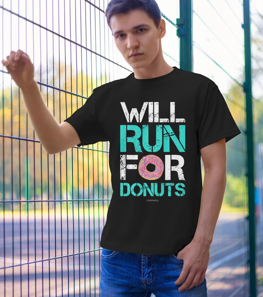 Will Run For Donuts Funny Runner Lumowell T-Shirt