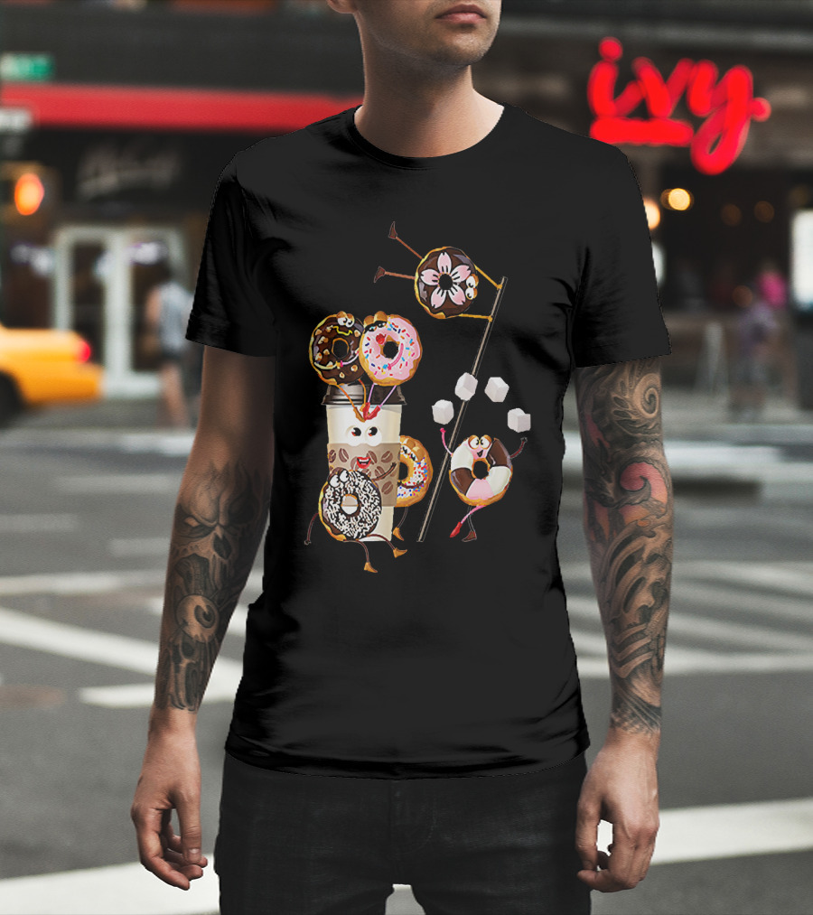 Donut Glazed And Confused Funny Donut Coffee Party With Juggling Donuts T-Shirt