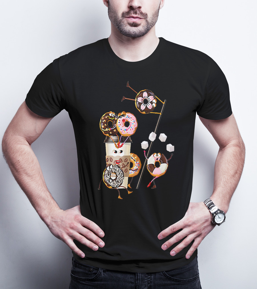 Donut Glazed And Confused Funny Donut Coffee Party With Juggling Donuts T-Shirt