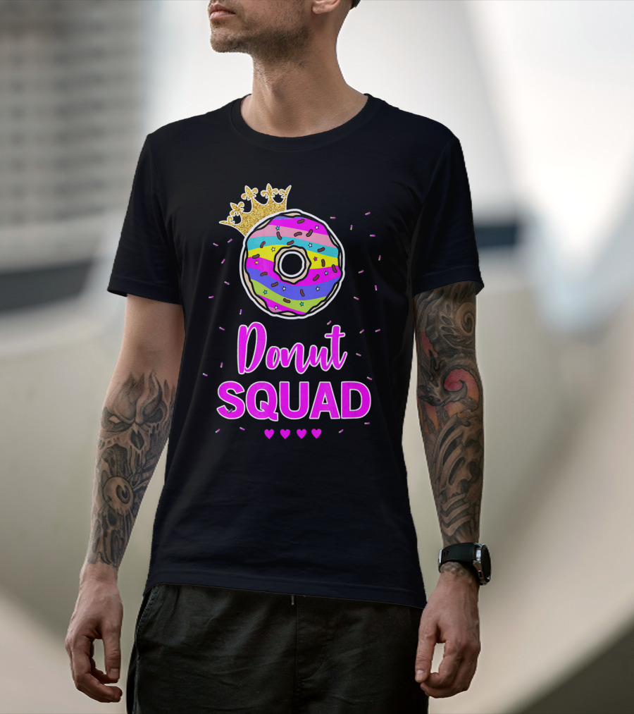 Donut Squad Birthday Girl With Crown And Hearts T-Shirt