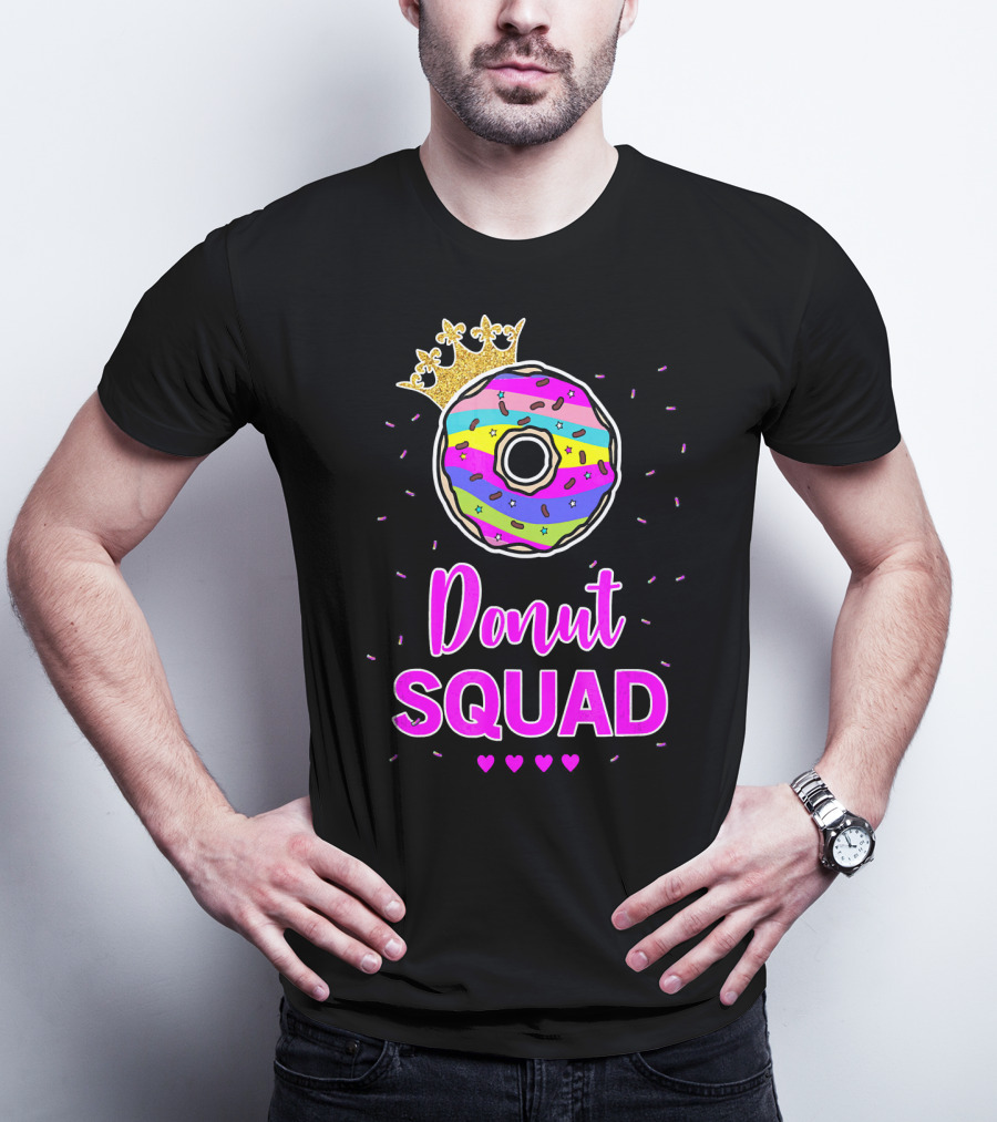Donut Squad Birthday Girl With Crown And Hearts T-Shirt