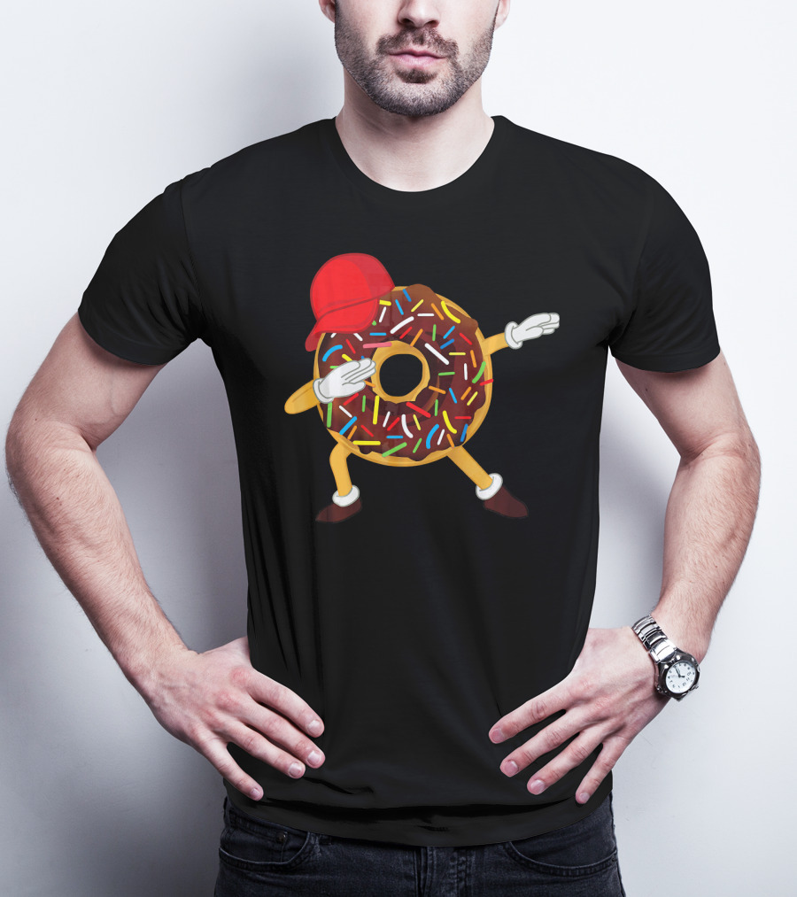 Dabbing Chocolate Sprinkles Donut With Red Hat T-Shirt