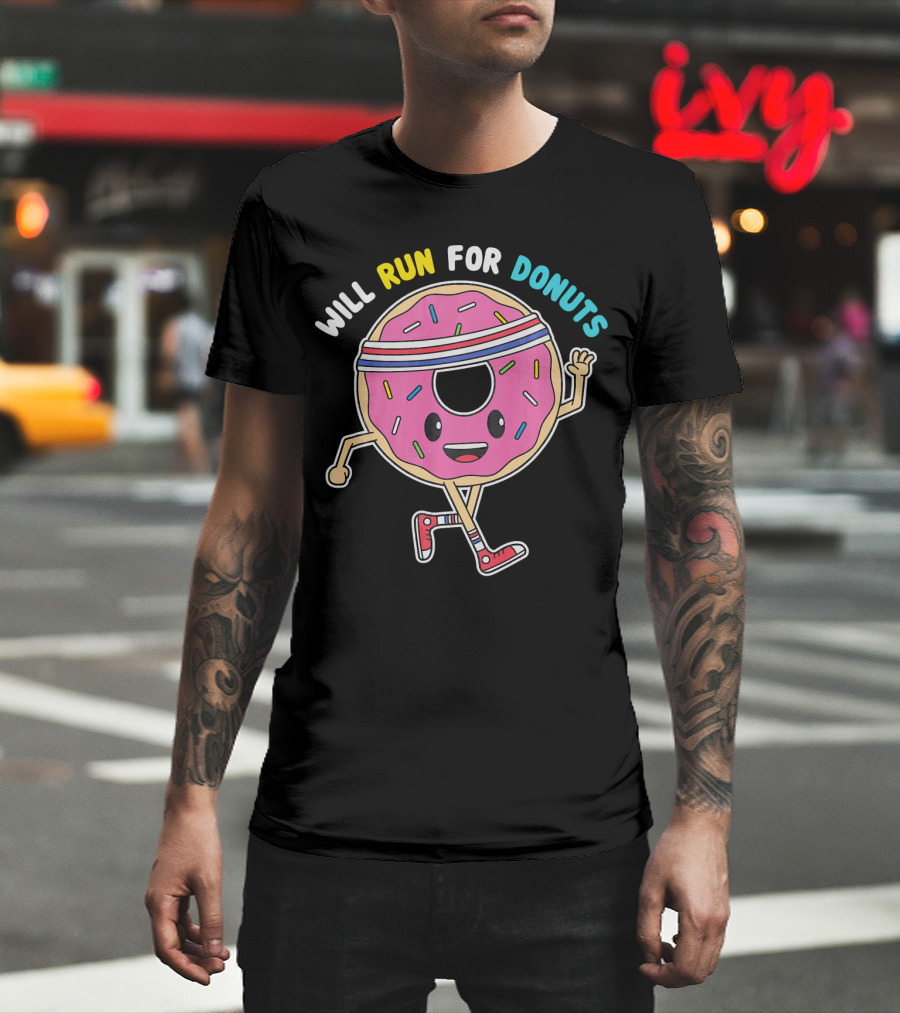 Will Run For Donuts Jogging Donut Exercise T-Shirt