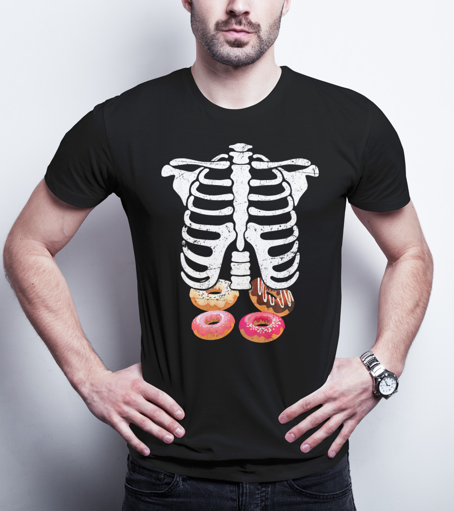 Skeleton Pregnancy Donut X Ray Ribcage Treats T-Shirt
