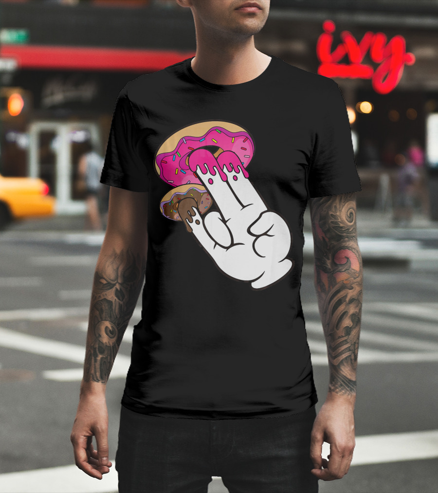 Funny Donuts With The Shocker Hand Gesture And Sprinkled Frosting T-Shirt