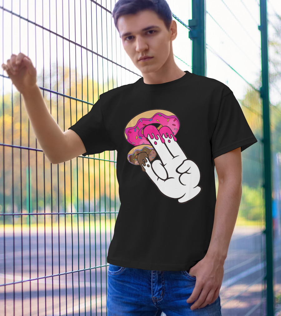 Funny Donuts With The Shocker Hand Gesture And Sprinkled Frosting T-Shirt