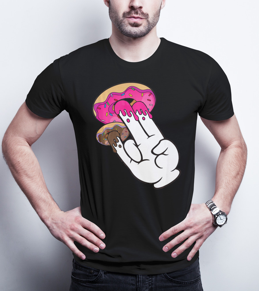 Funny Donuts With The Shocker Hand Gesture And Sprinkled Frosting T-Shirt
