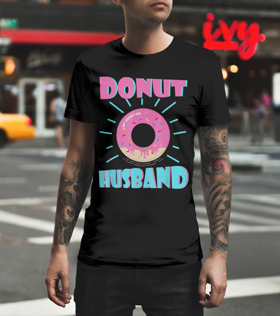 Donut Husband Pink Frosted Donut With Sprinkles T-Shirt