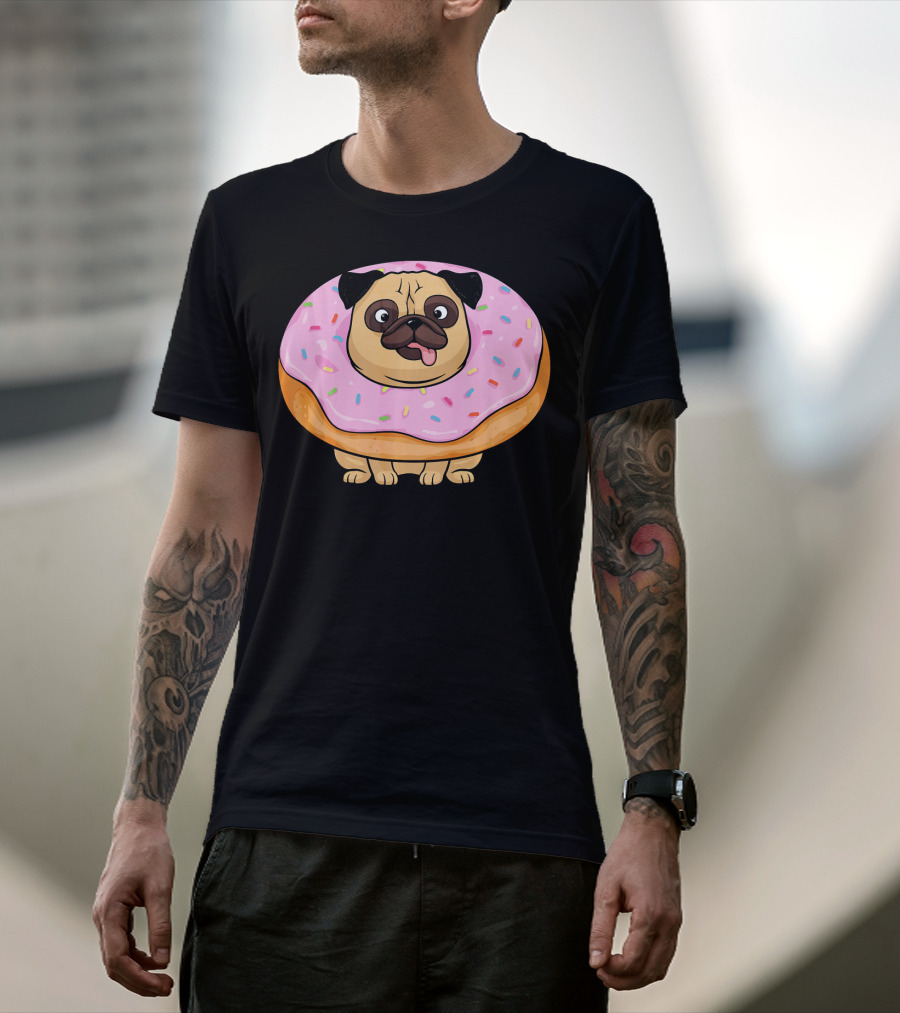 Cute Doughnut Pug Wearing A Donut Costume Sprinkles T-Shirt