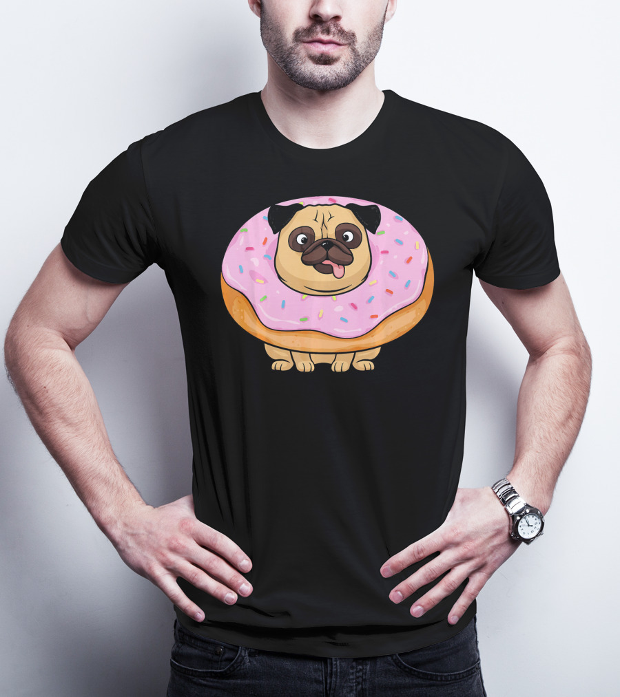 Cute Doughnut Pug Wearing A Donut Costume Sprinkles T-Shirt