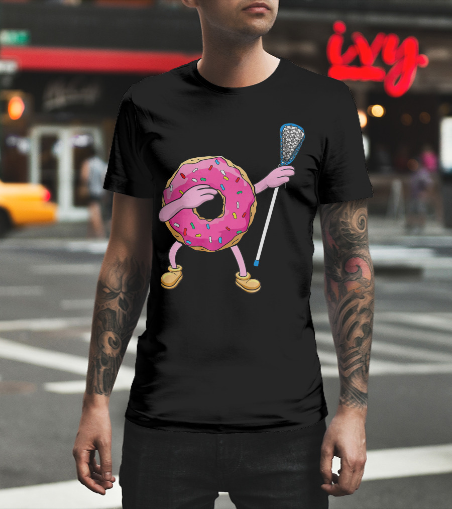 Dabbing Donut Playing Lacrosse With Sprinkles T-Shirt