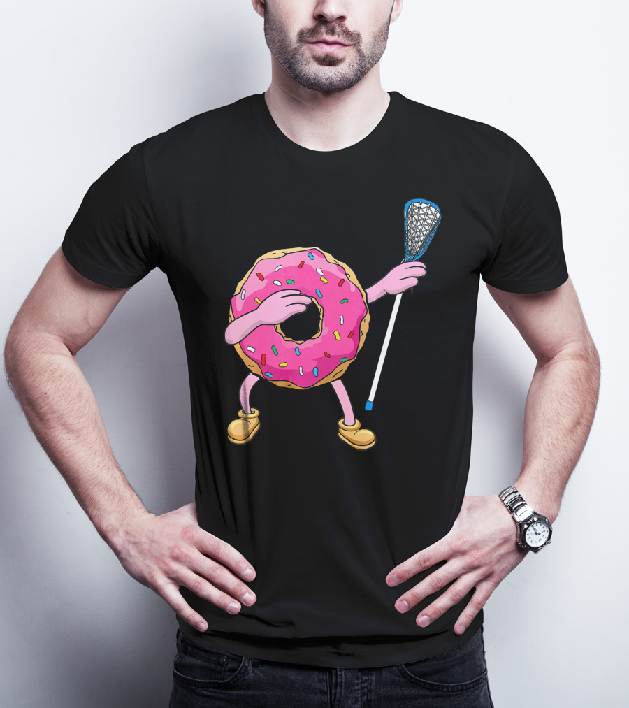 Dabbing Donut Playing Lacrosse With Sprinkles T-Shirt
