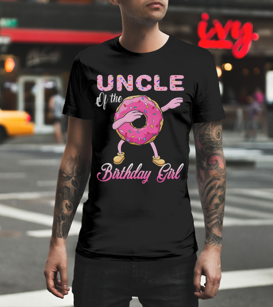 UNCLE Of The Birthday Girl Donut Dab T-Shirt