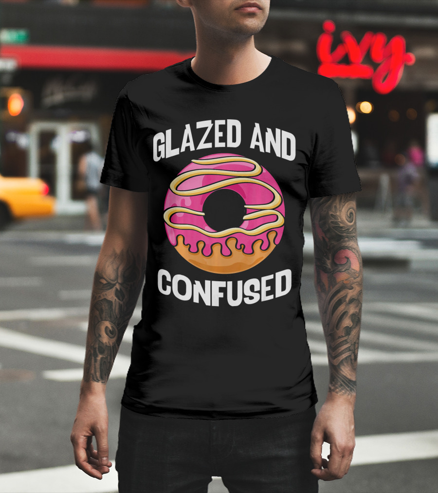Glazed And Confused Pink Donut With Dripping Icing T-Shirt
