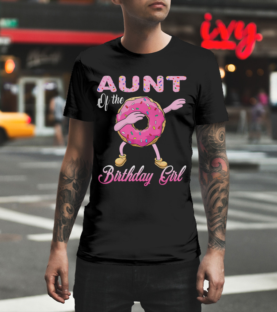 Aunt Of The Birthday Girl Donut Dab T-Shirt