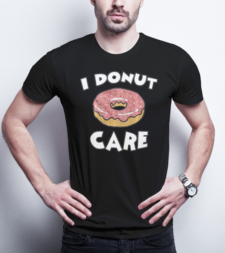I Donut Care Funny Pink Sprinkled Pastry T-Shirt