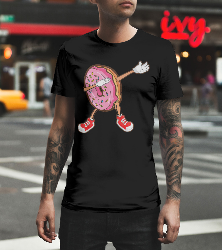 Dabbing Strawberry Frosted Donut With Sprinkles And Red Sneakers T-Shirt