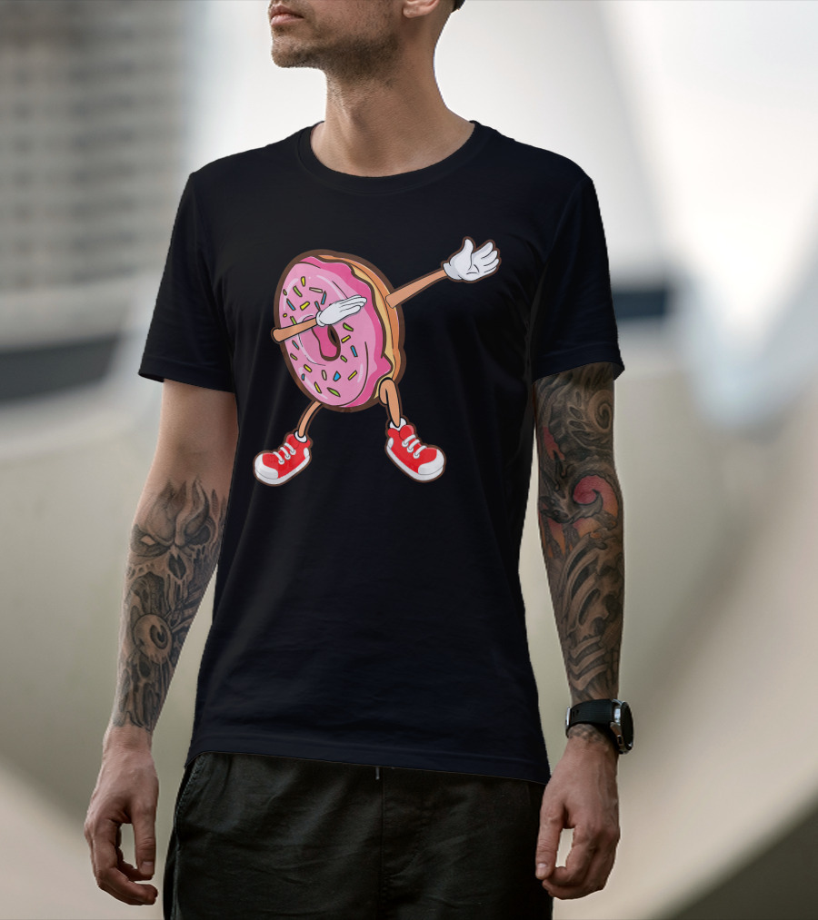 Dabbing Strawberry Frosted Donut With Sprinkles And Red Sneakers T-Shirt