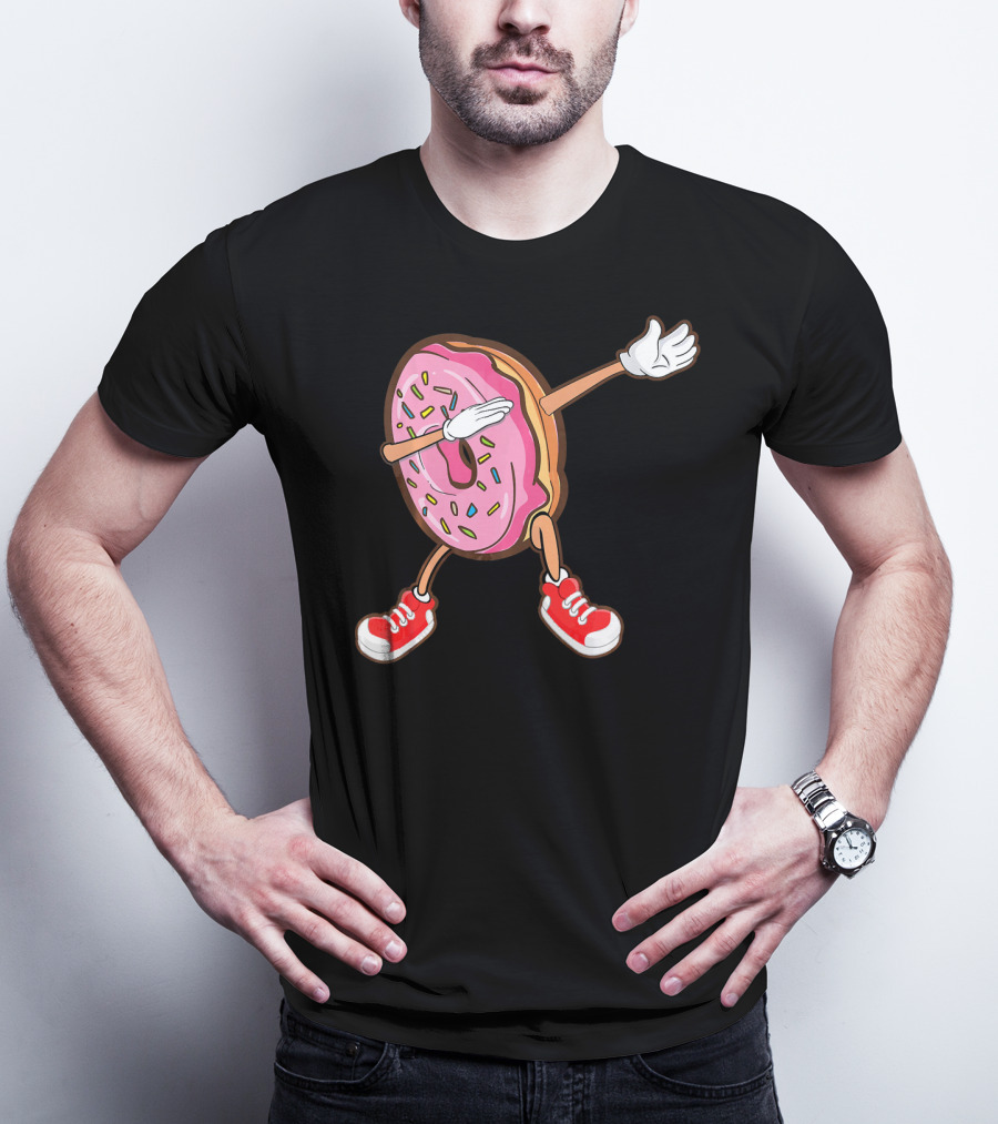 Dabbing Strawberry Frosted Donut With Sprinkles And Red Sneakers T-Shirt