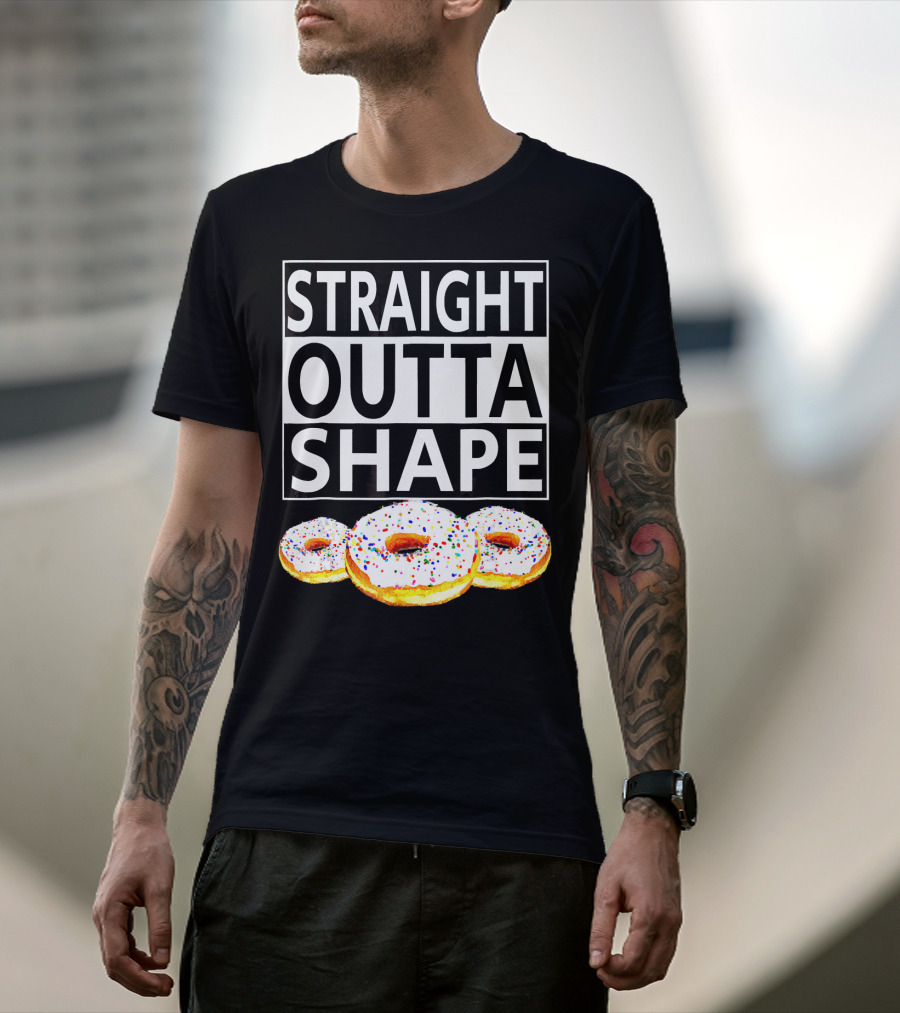 Straight Outta Shape Funny Workout Donut T-Shirt