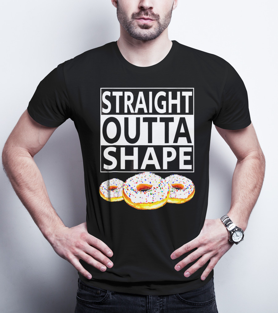 Straight Outta Shape Funny Workout Donut T-Shirt
