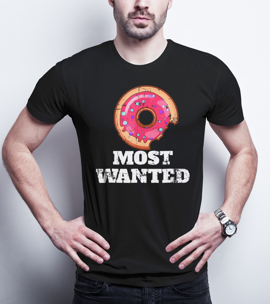 Most Wanted Donut Pink Frosting Humor T-Shirt