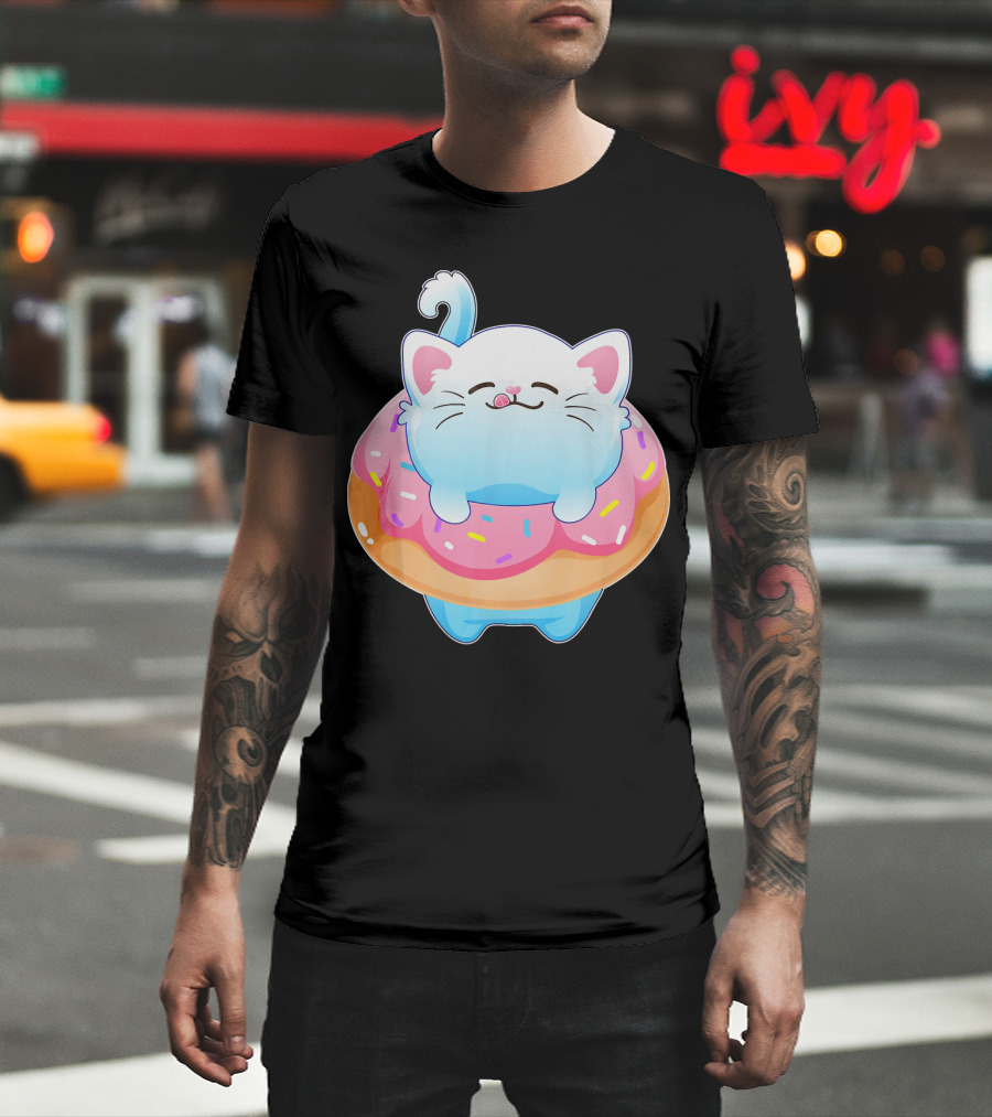 Donut Cat Kitty Lovers Sprinkled Sweet Treat Feline Delight T-Shirt
