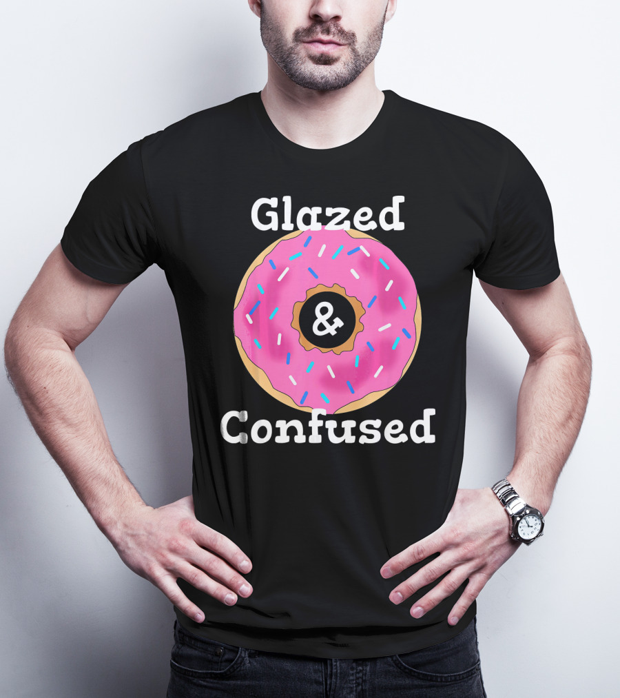 Glazed And Confused With Pink Sprinkled Donut T-Shirt